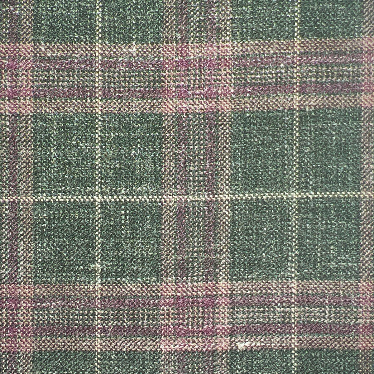Westwood Hart Olive Green with Lilac and Purple Plaid Wool Linen Silk