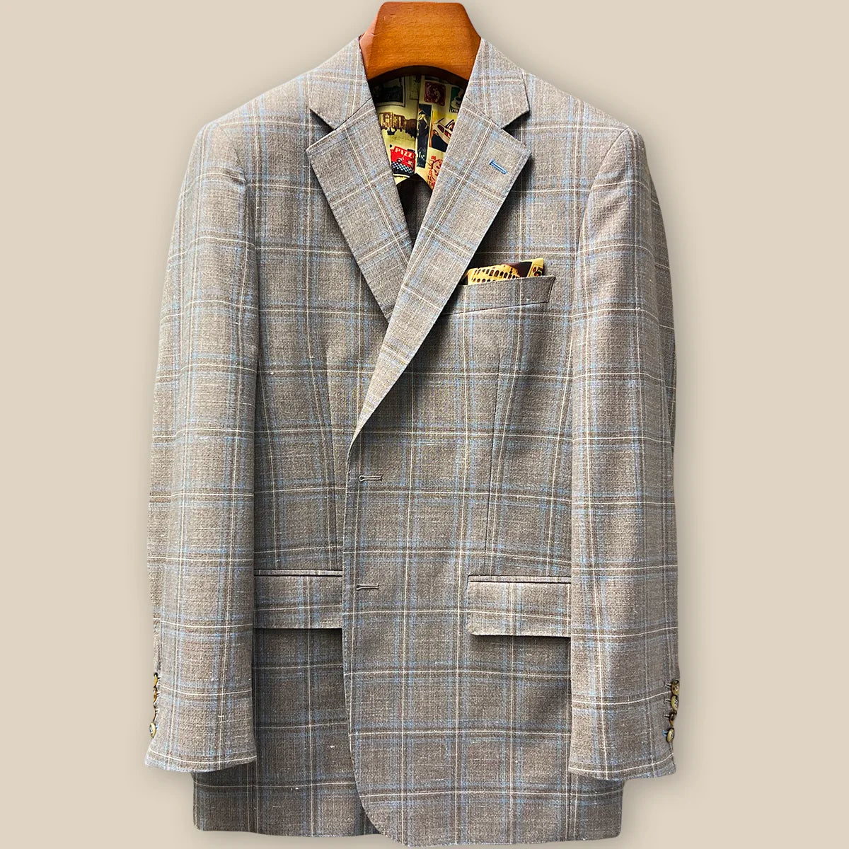 Westwood Hart Tan Blue Windowpane Men's Sport Coat