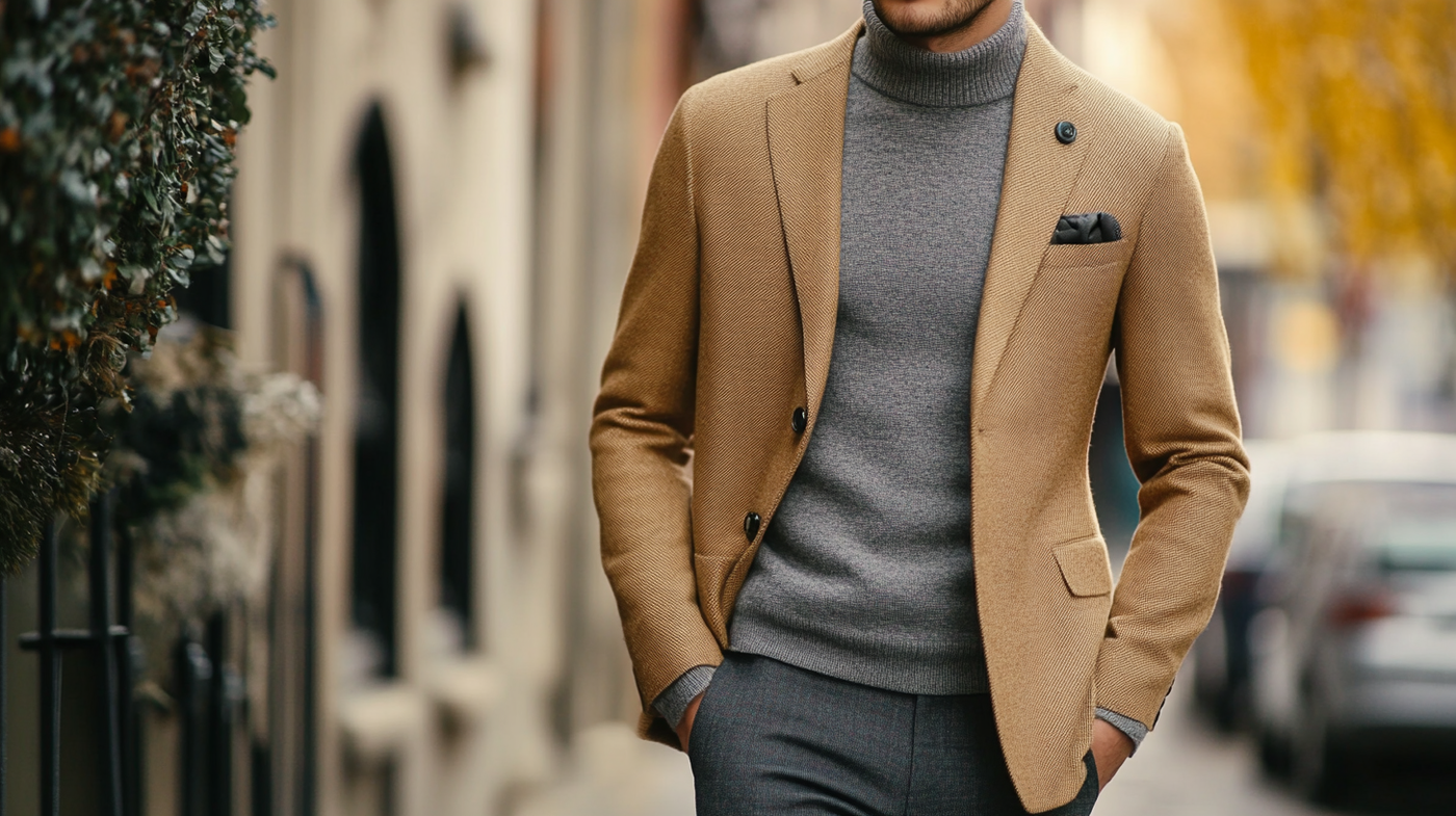 Camel and Grey Men's Clothing Guide: Color Combinations and Outfits ...